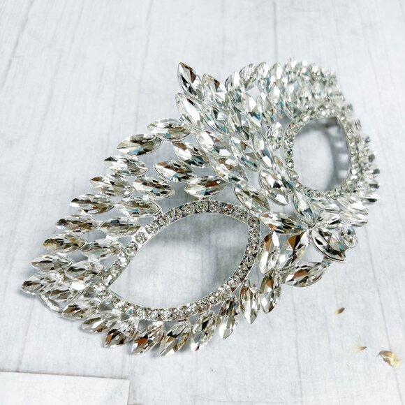 Handmade | Jewelry | Silver Masquerade Mask Clear Crystal Mask ...